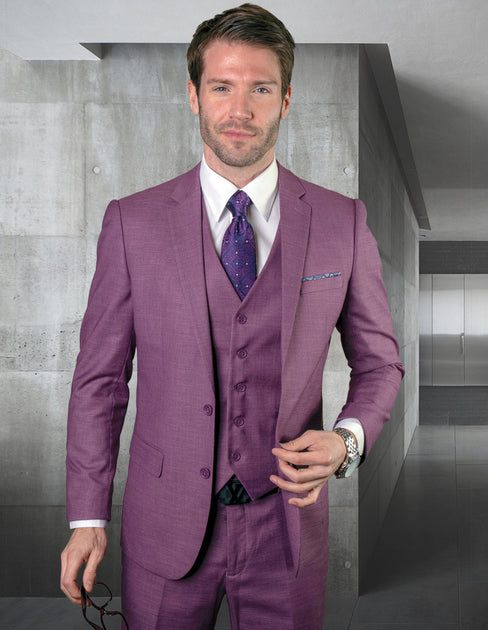 GEOGRE 3 PC MAUVE MODERN FIT SUIT – Bachrach