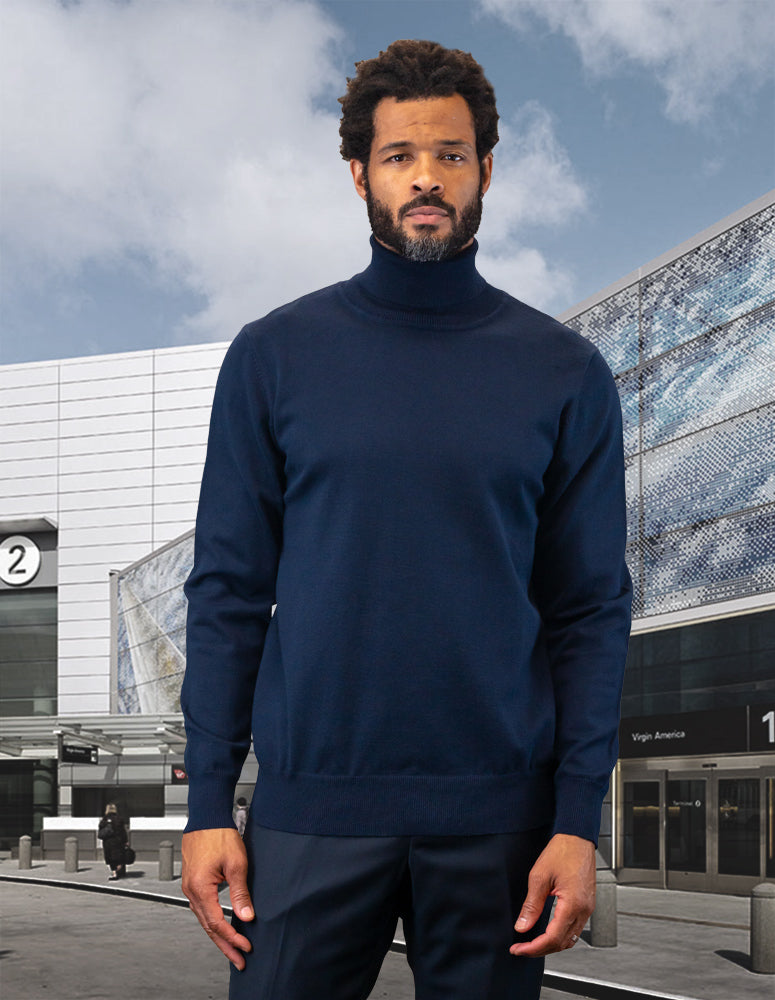 NAVY TURTLE NECK – Bachrach